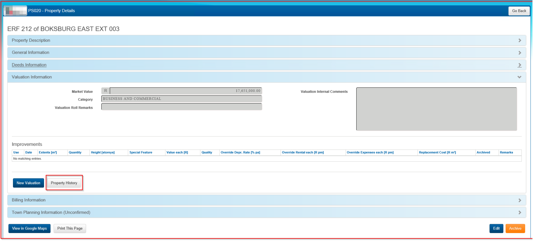 Property Search - LIMS User Docs
