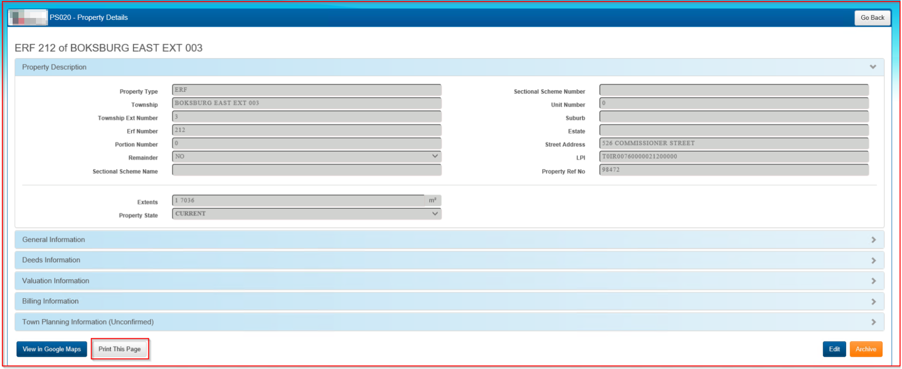 Property Search - LIMS User Docs